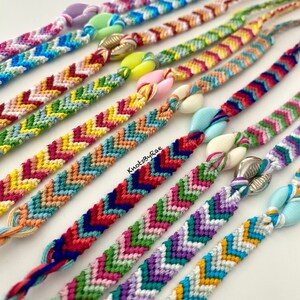 Chevron Cowrie Shell Friendship Bracelets, Boho Sea Shell String ...