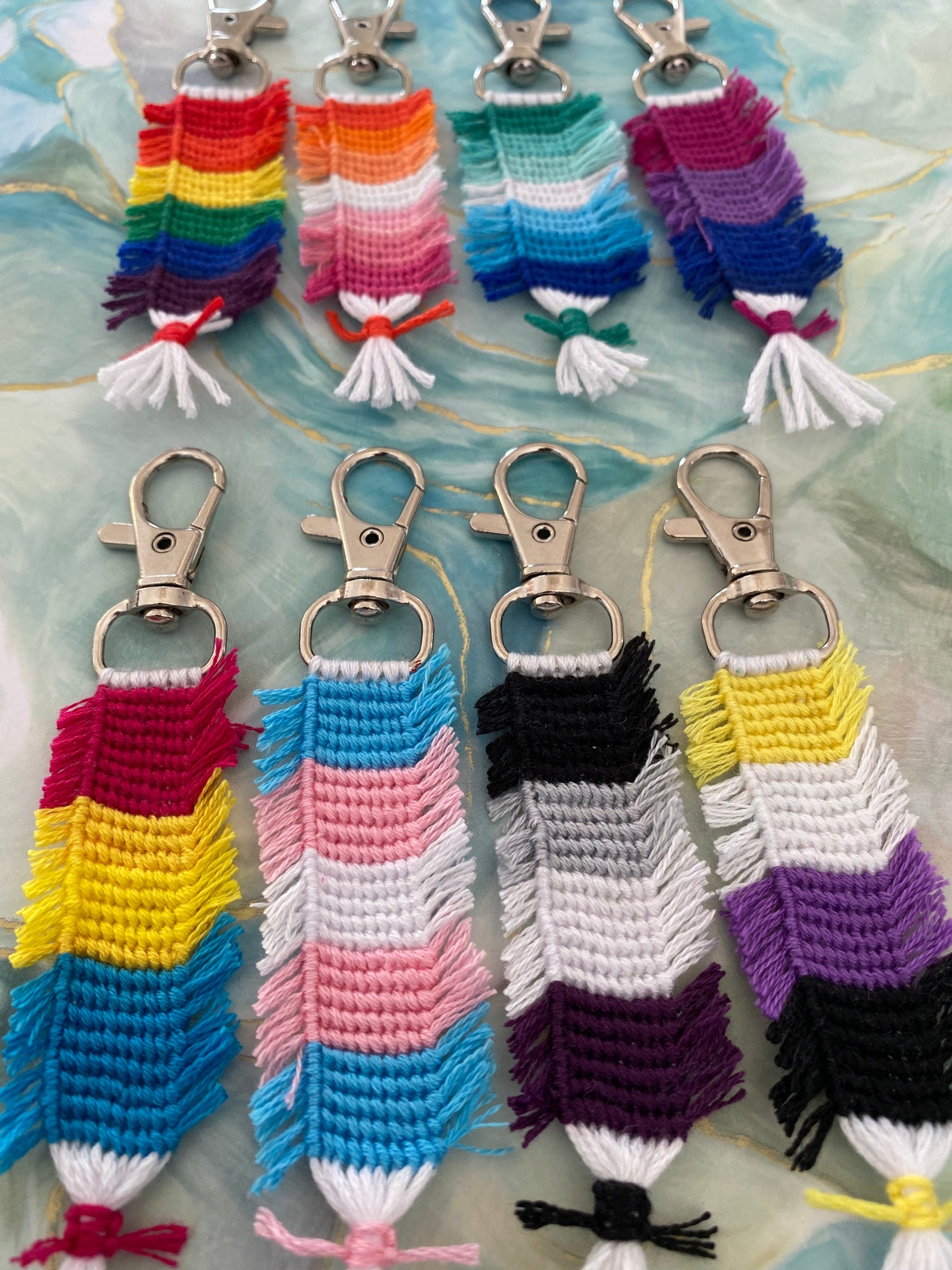 LGBTQ Pride Flag Keychains Knotted Macramé Keychains | Etsy