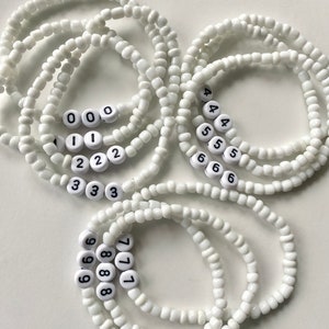 Angel Numbers Bracelets, White Seed Bead Bracelets, Custom ...