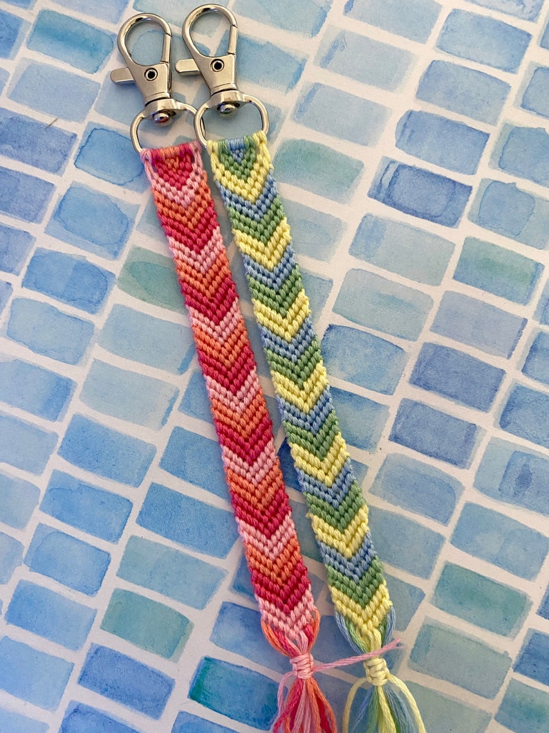 Custom Chevron Thread Keychains Friendship Bracelet Bag | Etsy