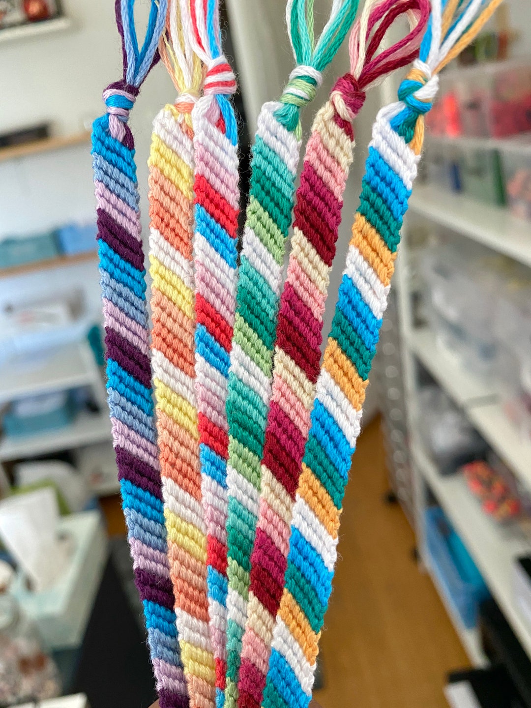 Custom Candy Stripe Friendship Bracelets, Colourful Woven String ...