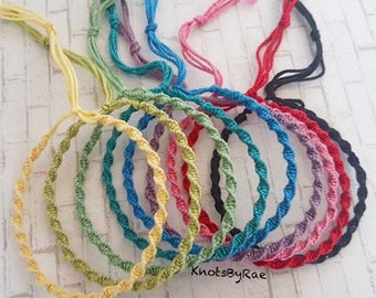Swirl Macrame Bracelets Adjustable Twisted Friendship Bracelets in Solid Colours Etsy
