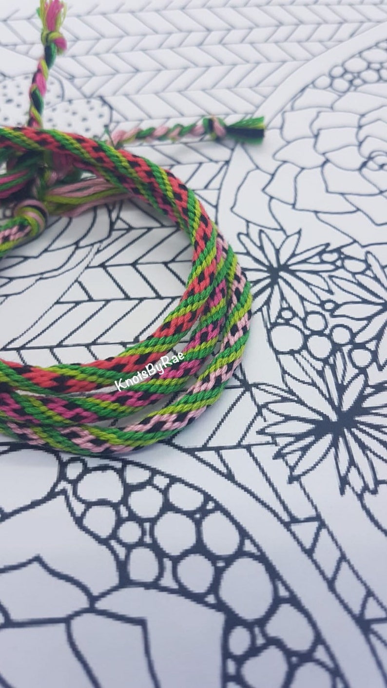 Pink Watermelon Kumihimo Friendship Bracelets, Japanese Braid, Fruit ...