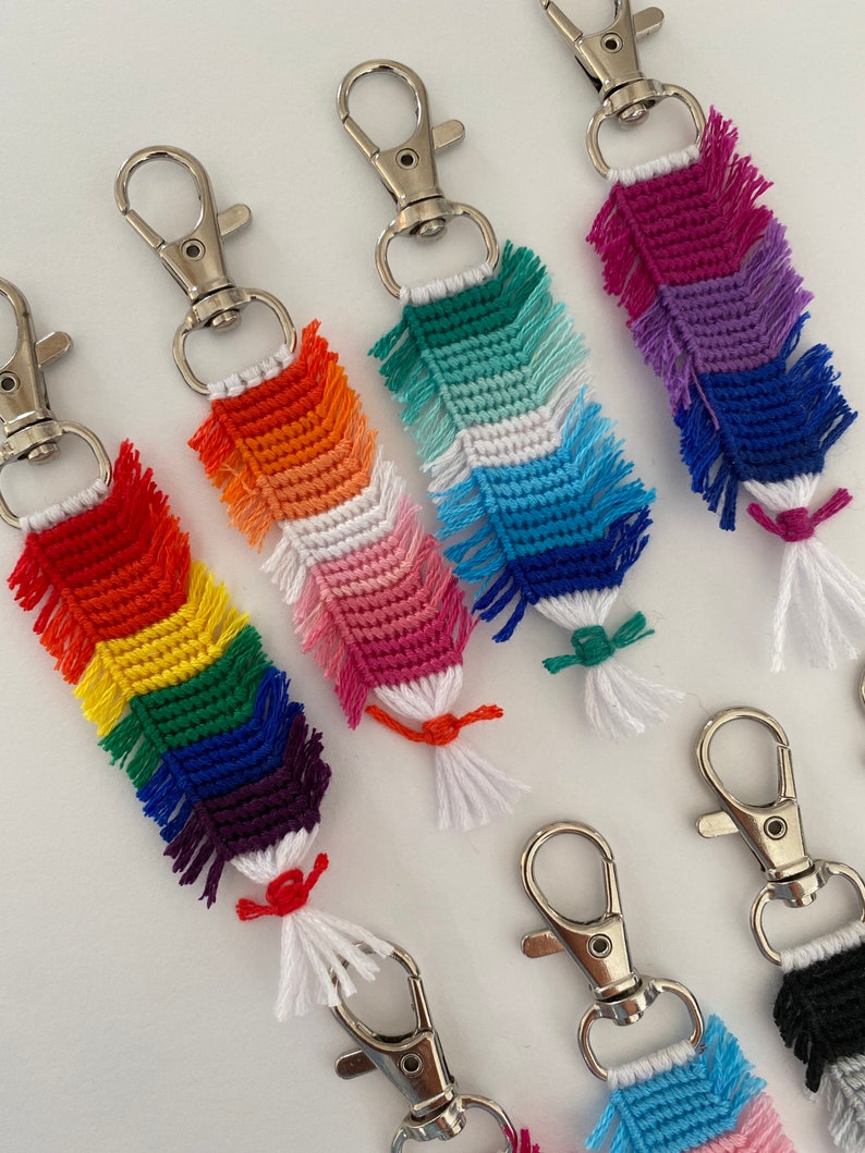 LGBTQ Pride Flag Keychains Knotted Macramé Keychains - Etsy