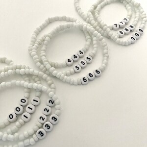 Angel Numbers Bracelets, White Seed Bead Bracelets, Custom ...