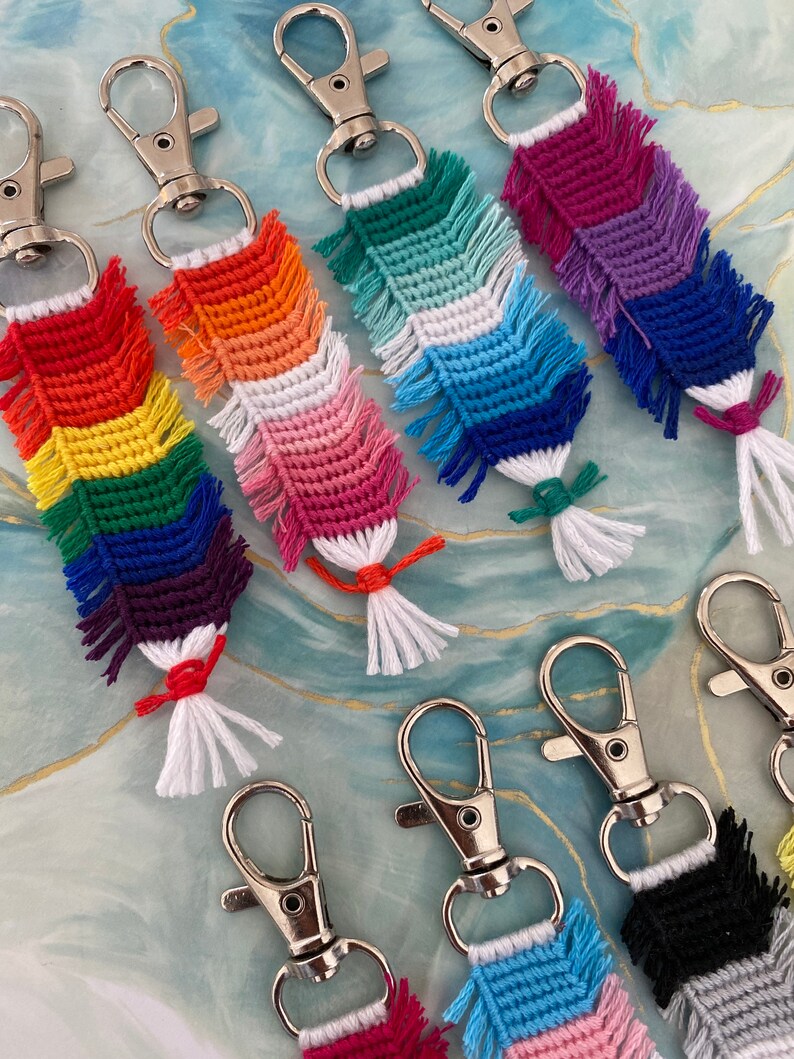 LGBTQ Pride Flag Keychains Knotted Macramé Keychains | Etsy