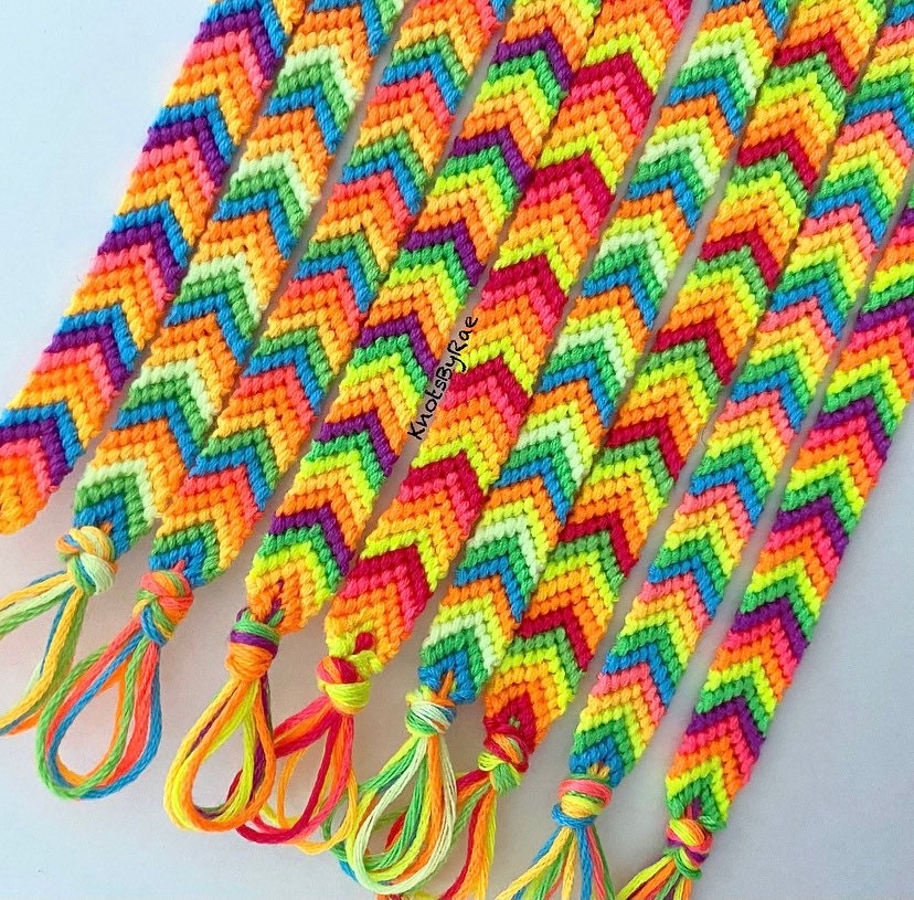 Custom Neon Chevron Friendship Bracelets, Bright Fluorescent ...