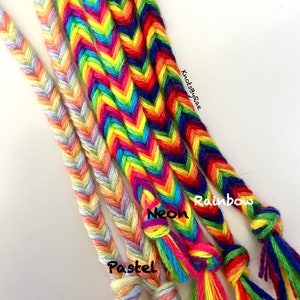 Neon Rainbow Fishtail Friendship Bracelets, Thin Bulk Bracelets ...