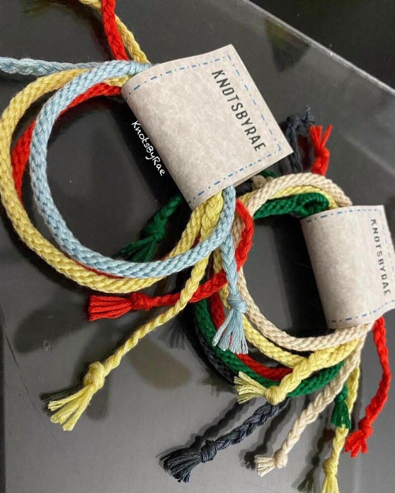 Kumihimo Japanese Friendship Bracelet, Woven Cotton Spiral, Rainbow ...
