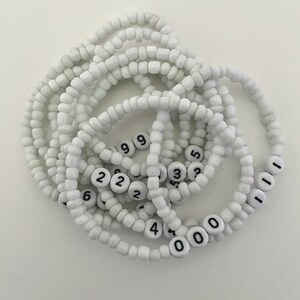 Angel Numbers Bracelets, White Seed Bead Bracelets, Custom ...