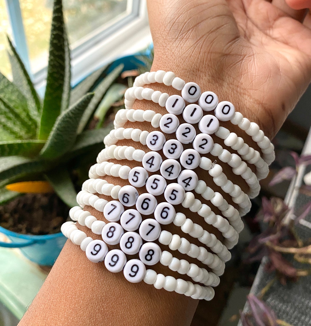 Angel Numbers Bracelets, White Seed Bead Bracelets, Custom ...