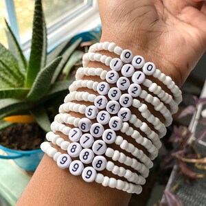 Angel Numbers Bracelets, White Seed Bead Bracelets, Custom ...