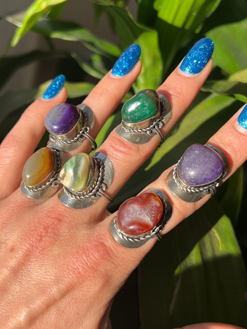 TUMBLED STONE RING Big Crystal Ring Natural Stone Rings - Etsy