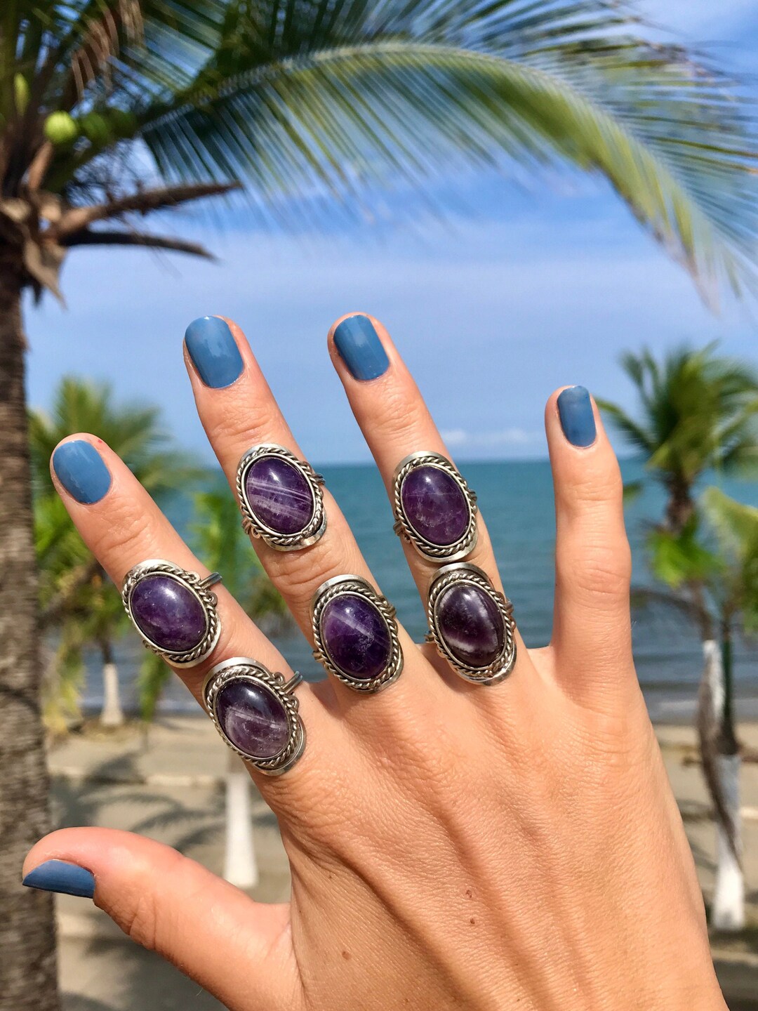 AMETHYST RING Oval Alpaca Silver Ring for Women Ring With - Etsy