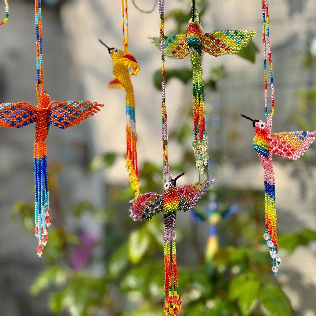 BEADED HUMMINGBIRD ~ Hummingbird Necklace With Beads ~ Seed Bead ...