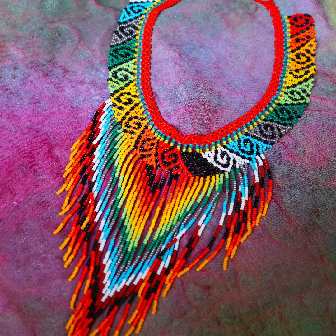 SEED BEAD NECKLACE Waterfall ~ Embera Necklace Native ~ Statement ...
