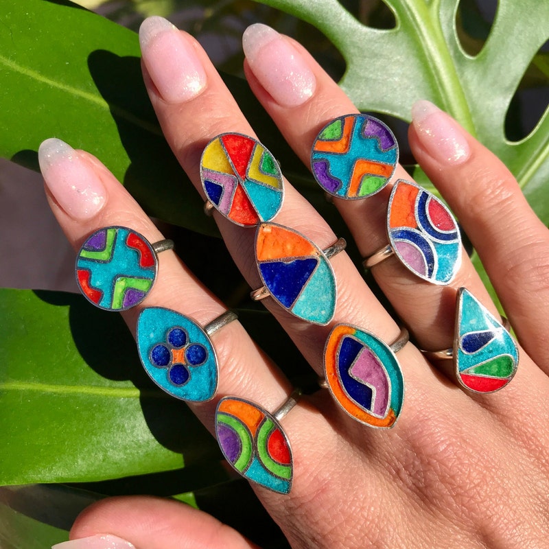 Enamel Rings for Women - Etsy