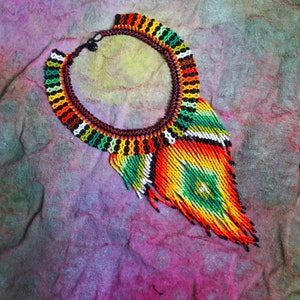 SEED BEAD NECKLACE Waterfall Embera Necklace Native Statement Necklace ...