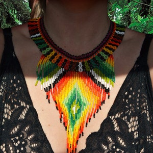 SEED BEAD NECKLACE Waterfall Embera Necklace Native Statement Necklace ...