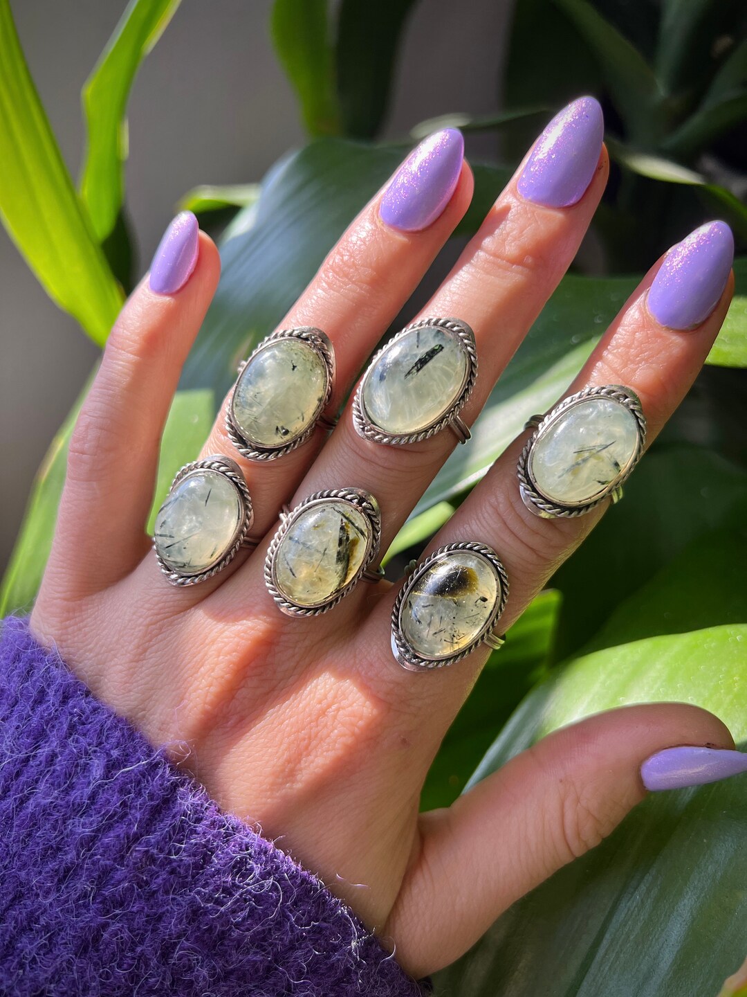 PREHNITE & EPIDOTE RING Oval Alpaca Silver Ring With - Etsy
