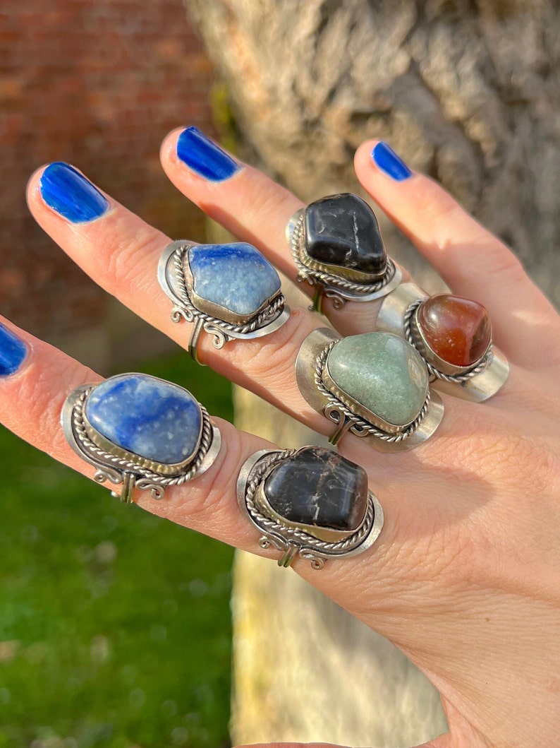 TUMBLED STONE RING Big Crystal Ring Natural Stone Rings - Etsy