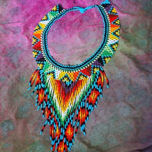 SEED BEAD NECKLACE Waterfall Embera Necklace Native Statement Necklace ...