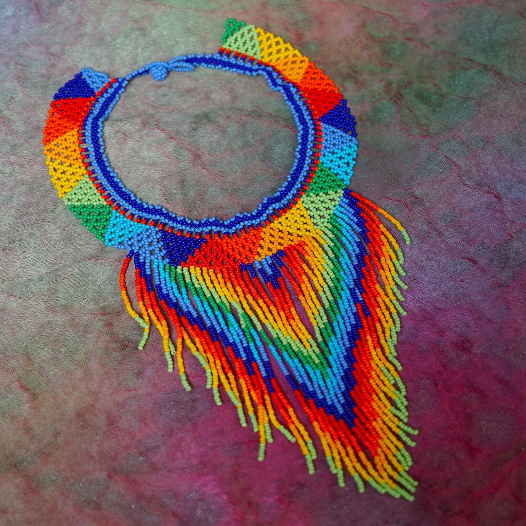 SEED BEAD NECKLACE Waterfall ~ Embera Necklace Native ~ Statement ...