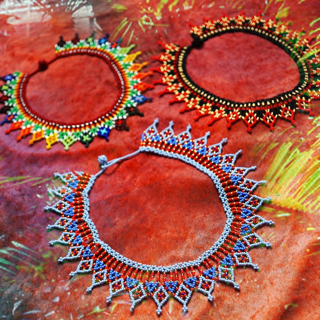 SEED BEAD NECKLACE Crown ~ Indigenous Made Necklace Native ~ Beaded ...