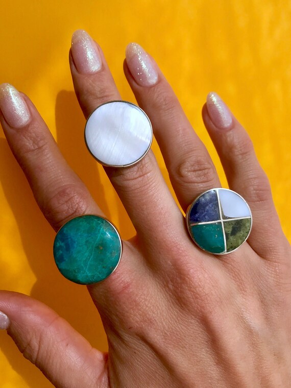 BIG ROUND RING Alpaca Silver Ring for Men and Women Ring - Etsy