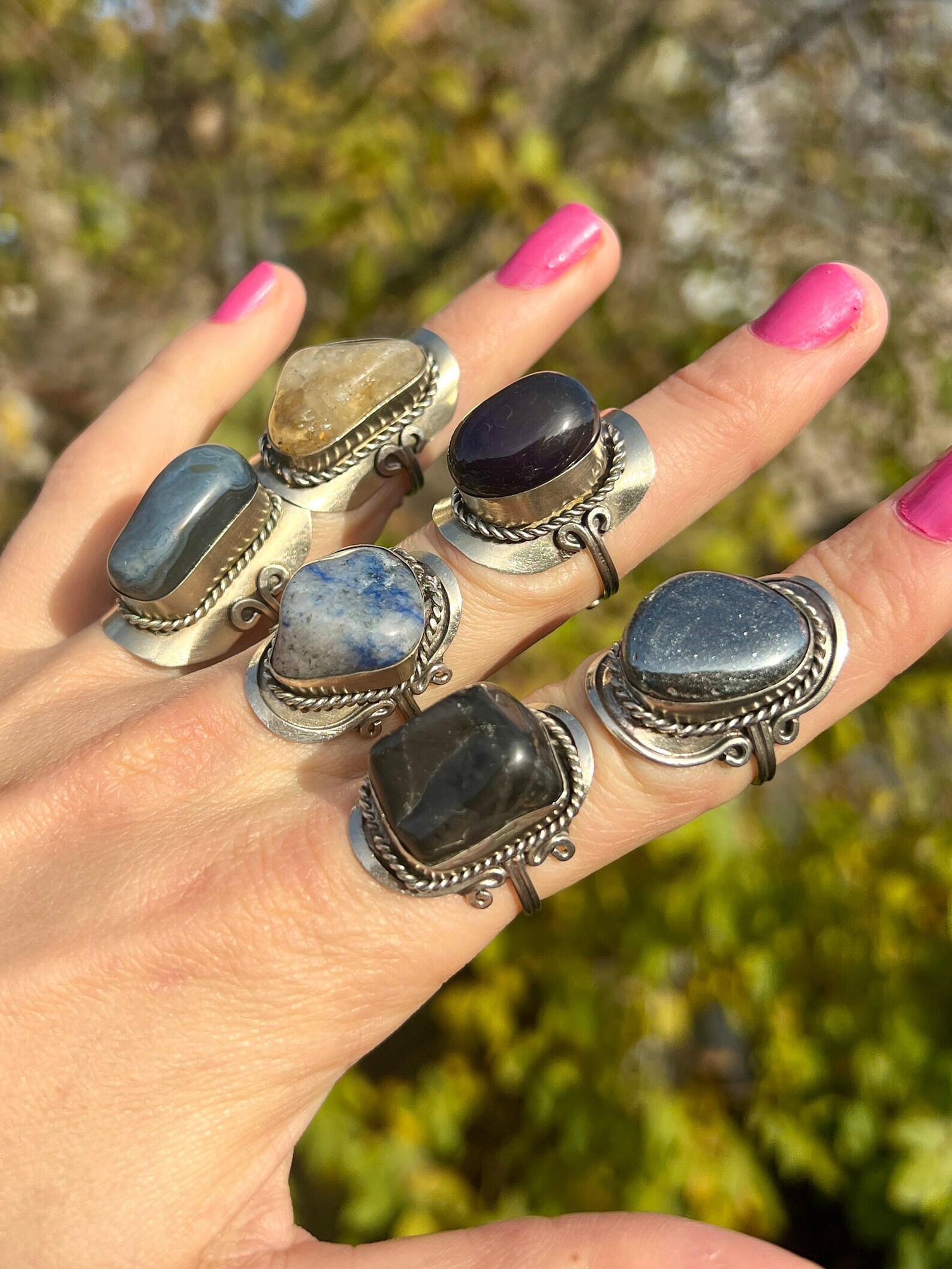 TUMBLED STONE RING Big Crystal Ring Natural Stone Rings - Etsy