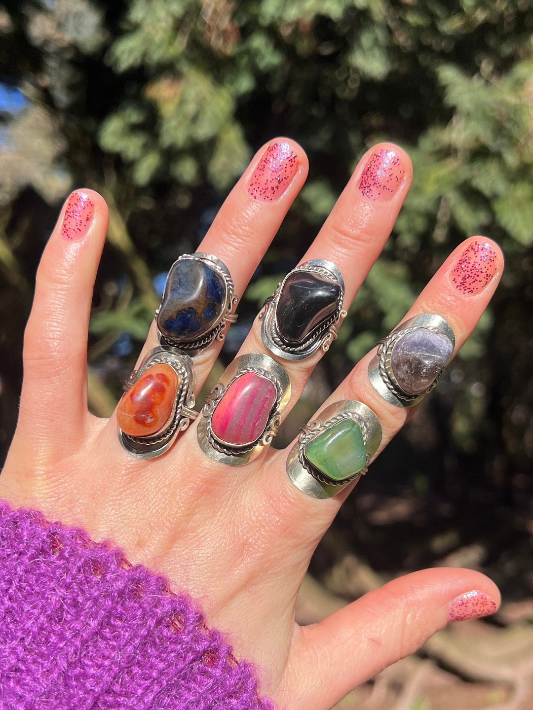 TUMBLED STONE RING Big Crystal Ring Natural Stone Rings - Etsy