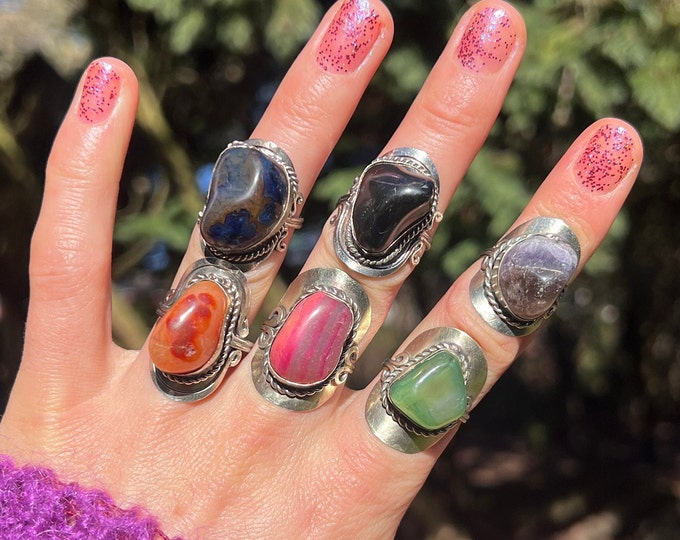 TUMBLED STONE RING Big Crystal Ring Natural Stone Rings - Etsy