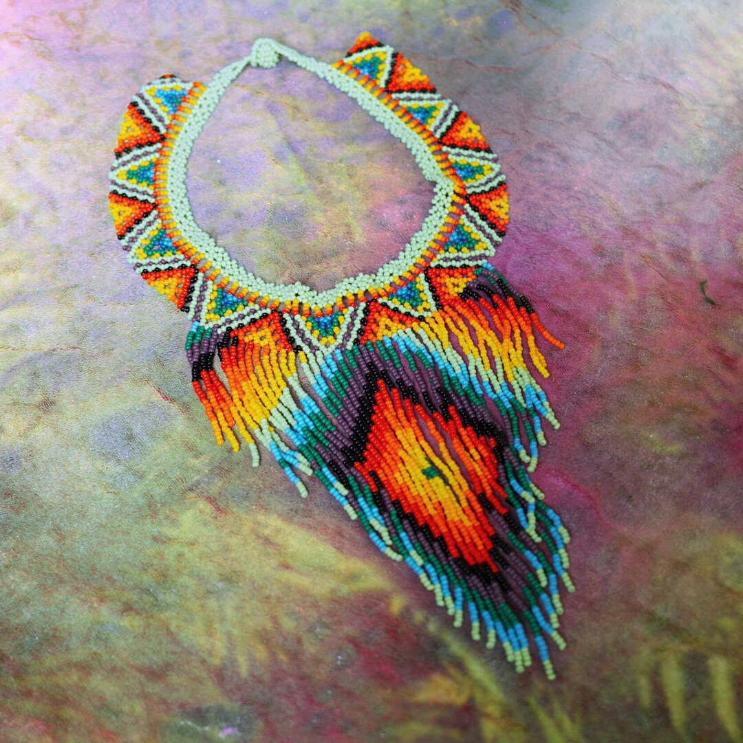SEED BEAD NECKLACE Waterfall Embera Necklace Native - Etsy