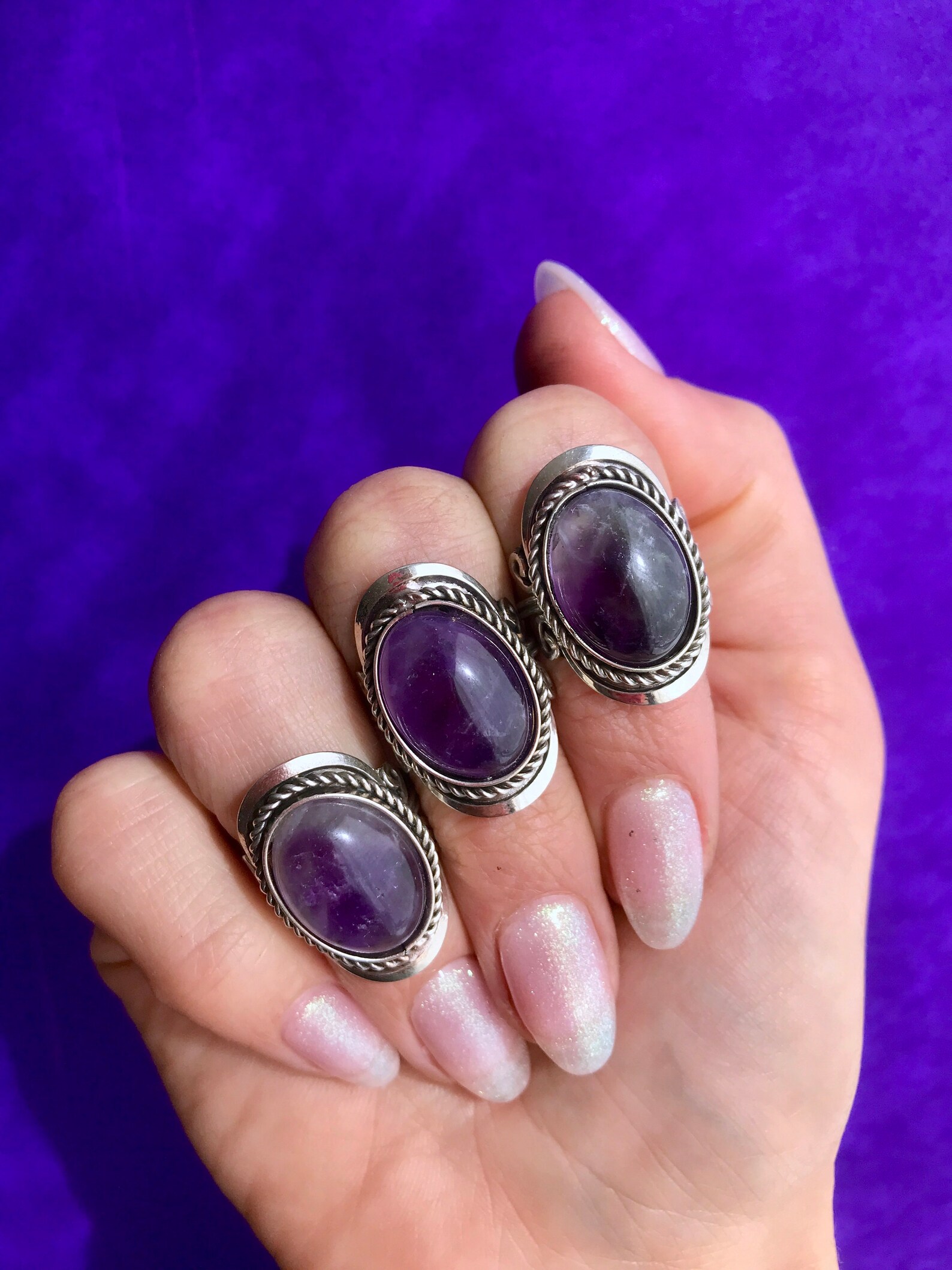 AMETHYST RING Oval Alpaca Silver Ring for Women Ring With - Etsy