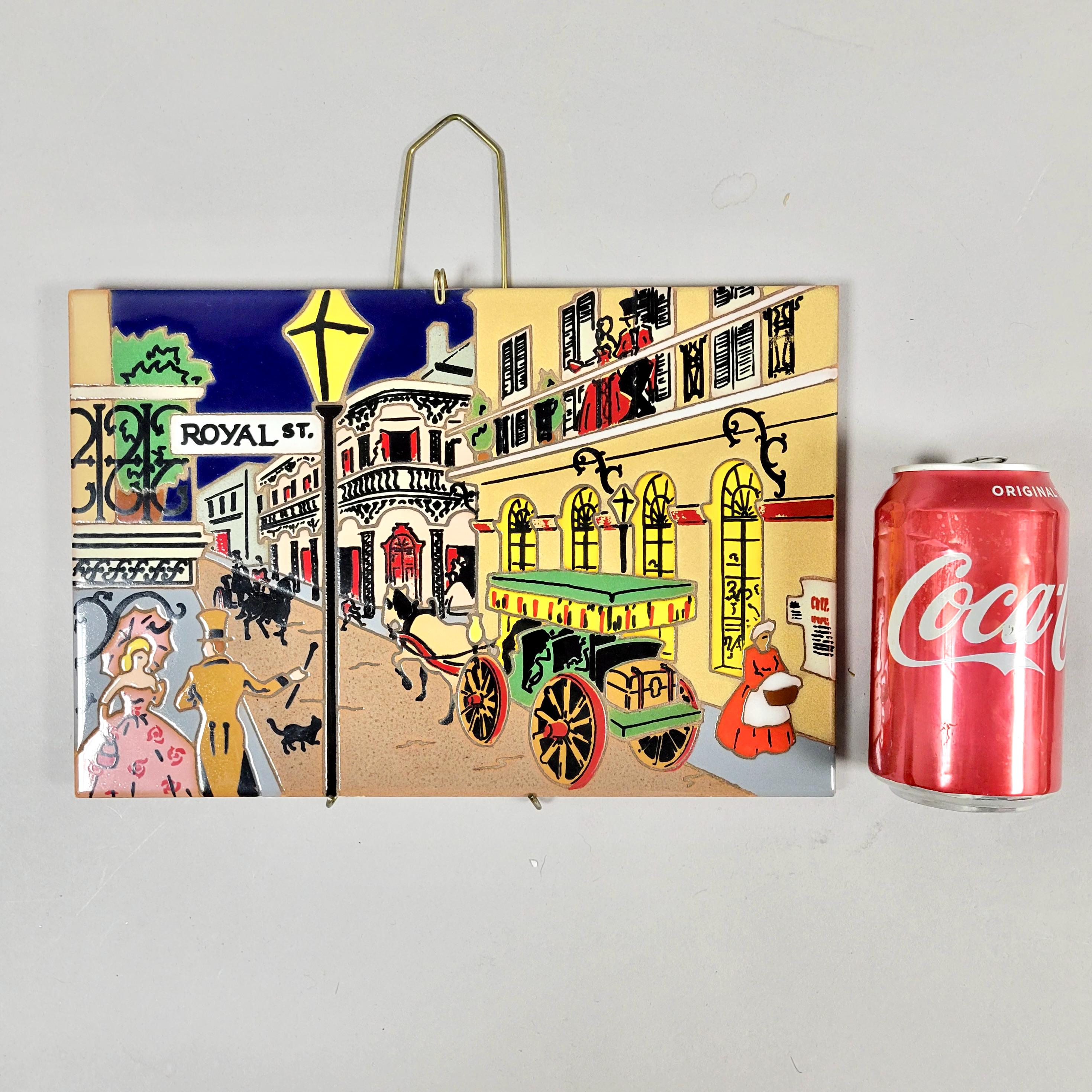 Vintage Royal Street New Orleans Handpainted Porcelain Tile Wall Art by ...