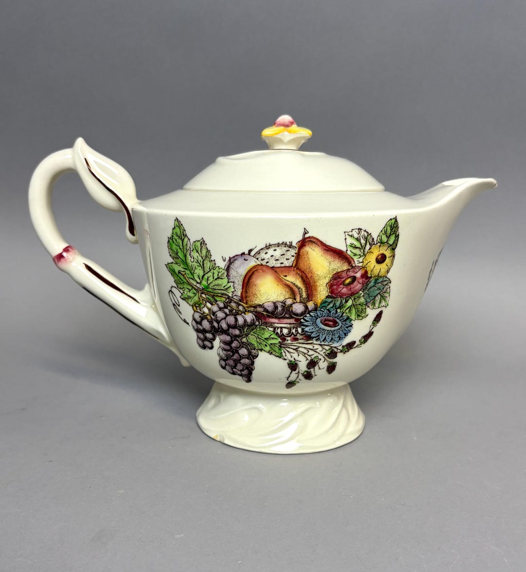 Vintage Vernon Kilns Fruitdale Teapot | Hand-painted Fruit Motif ...