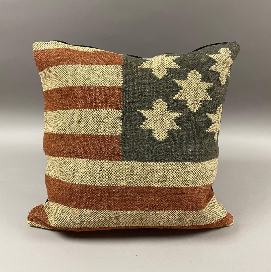 Vintage Rustic Woven American Flag Throw Pillow - Etsy