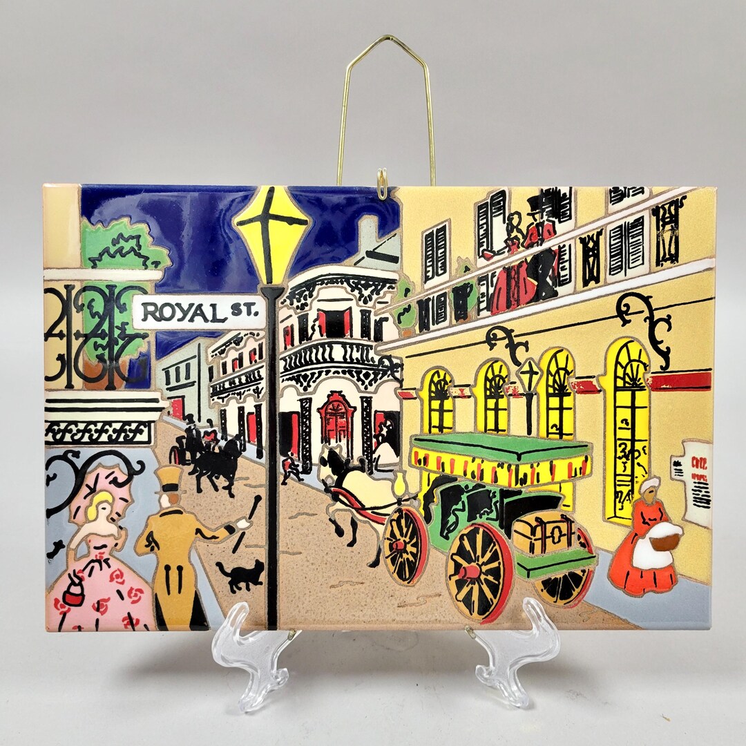 Vintage Royal Street New Orleans Handpainted Porcelain Tile Wall Art by ...