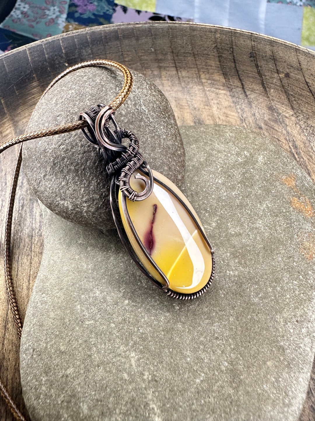 Mookaite Pendant, Healing Crystal Pendant, Copper and Mookaite Jasper ...