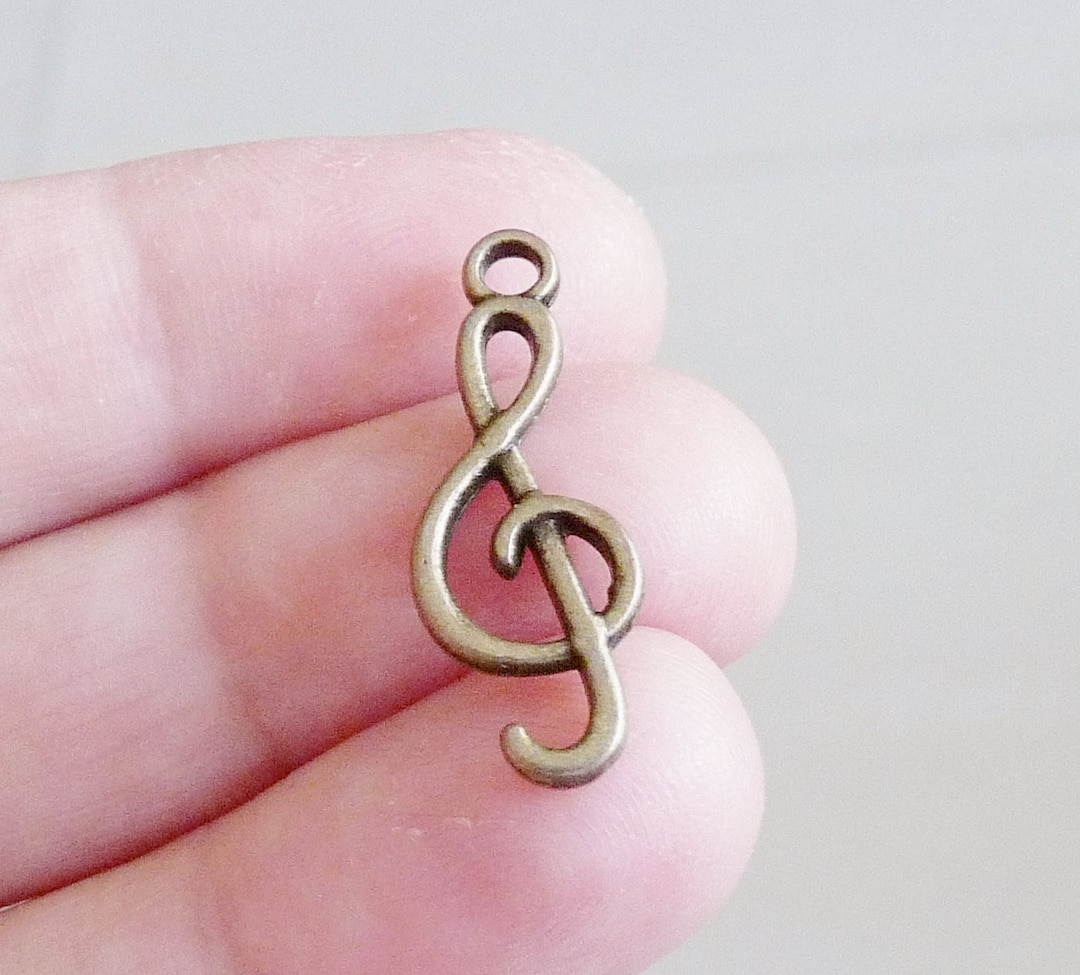Bronze Treble Clef Charm, Musical Charm, Zipper Pull, Purse Charm ...