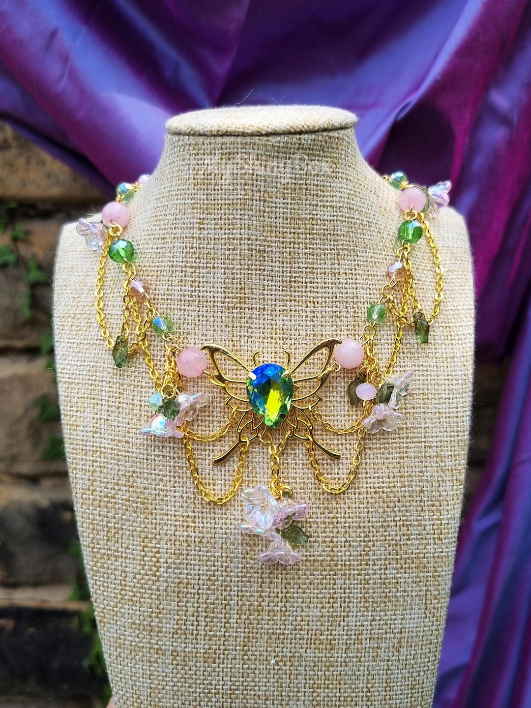 Fairy Butterfly Choker Necklace, Whimsical Floral Fairycore Jewellery ...