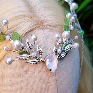 Silver Mist Tiara Enchanted Mistletoe-inspired Hairpiece With Pearls ...