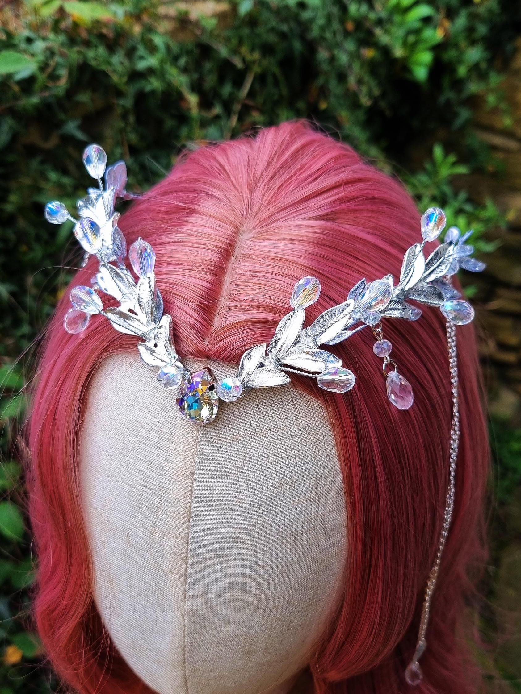 Angelic Crown, Elven Tiara, Elf Headpiece, Iridescent Costume Circlet ...