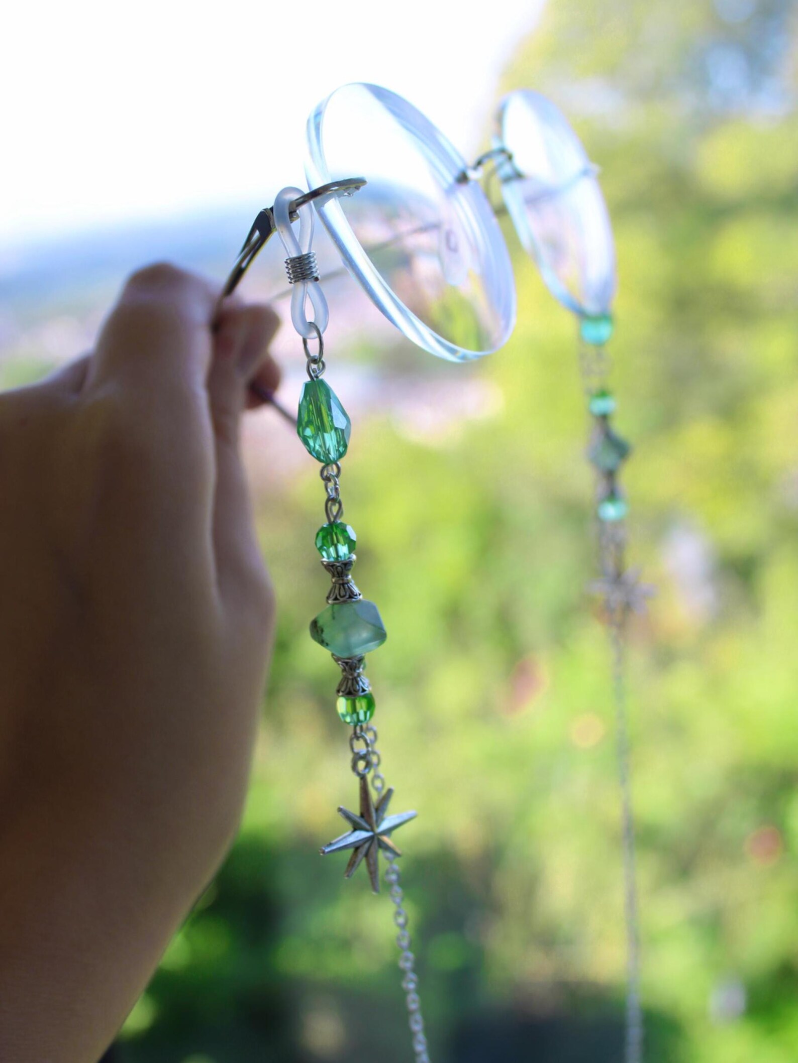 Green Cosmic Glasses Chain, Celestial Starry Eyeglass Chain, Beaded ...