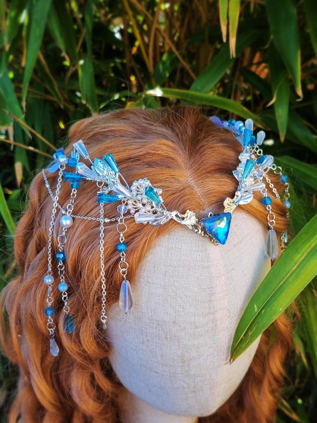 Mermaid Crystal Tiara With Blue Triangle Rhinestone & Pearls – Ocean ...