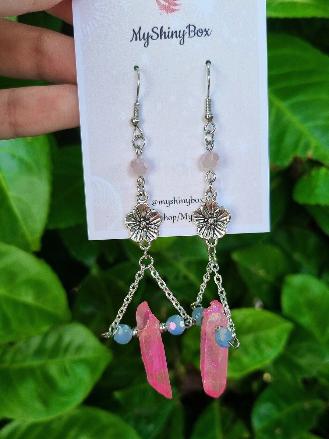 Pink Quartz Flower Earrings, Whimsical Fairy Earrings, Gemsone Pink ...