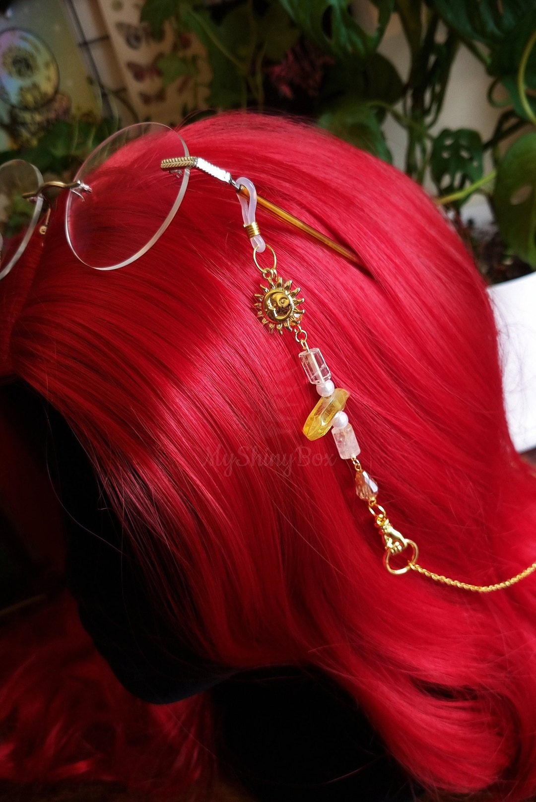Gemstone Quartz Glasses Chain Gemstone Sunglasses Chain Celestial Glasses Holder Glasses