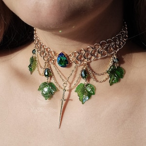 Ivy Green Rhinestone Chainmail Choker, Fairy Warrior Chainmail Necklace ...