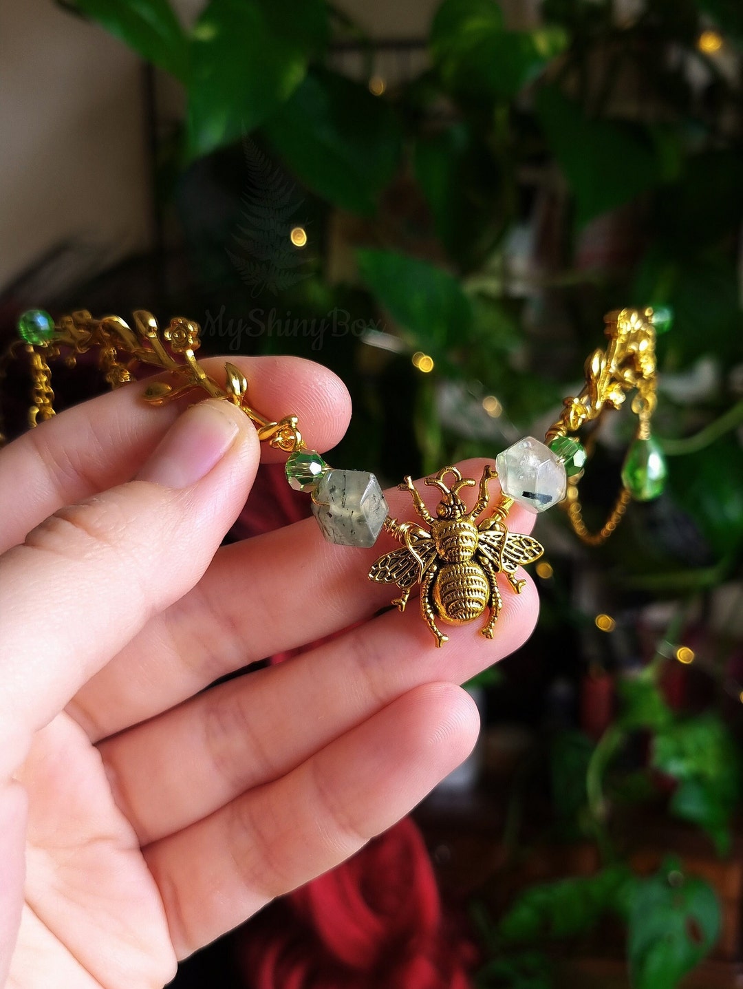 Bee Green Prehnite Fairy Tiara, Elven Tiara, Elf Headpiece, Fairy ...