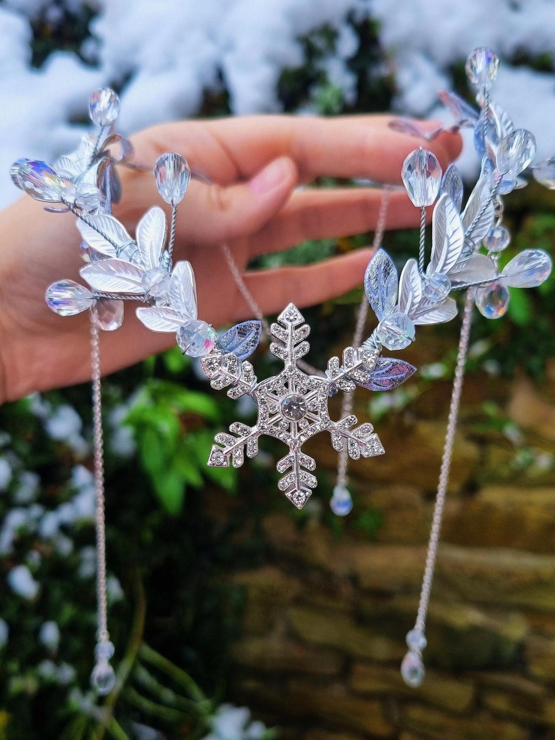 Snowflake Tiara - Winter Elven Tiara - Crystal Elf Headpiece ...